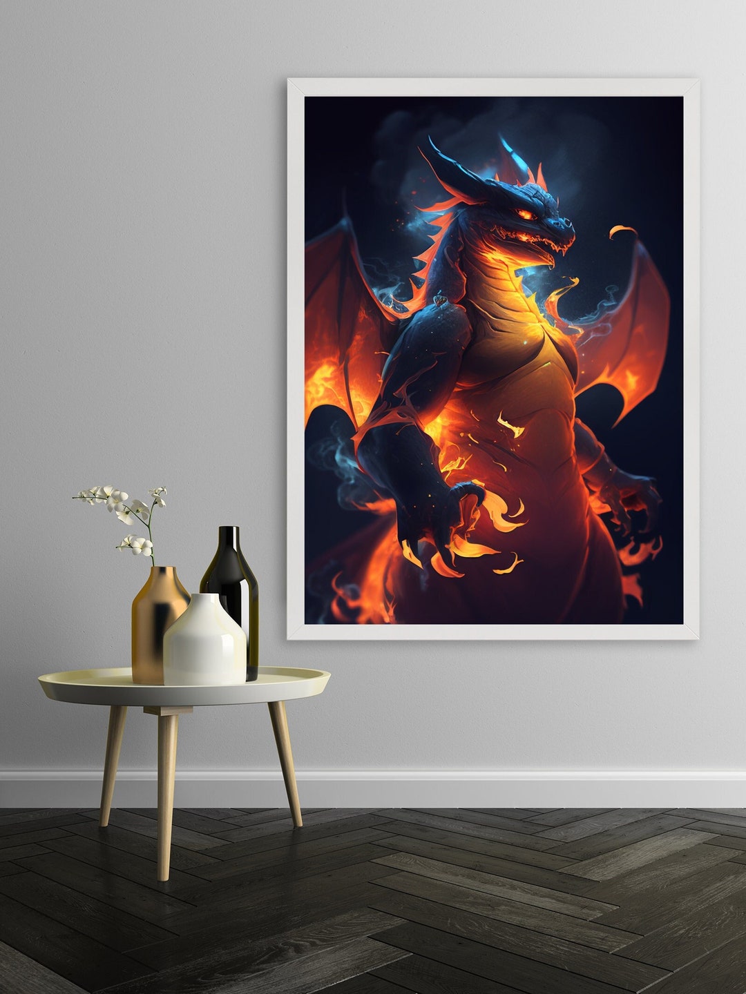 Charizard, Pokemon, Poster, Wall Art, Ai Art, Gift for Him, Gift for ...
