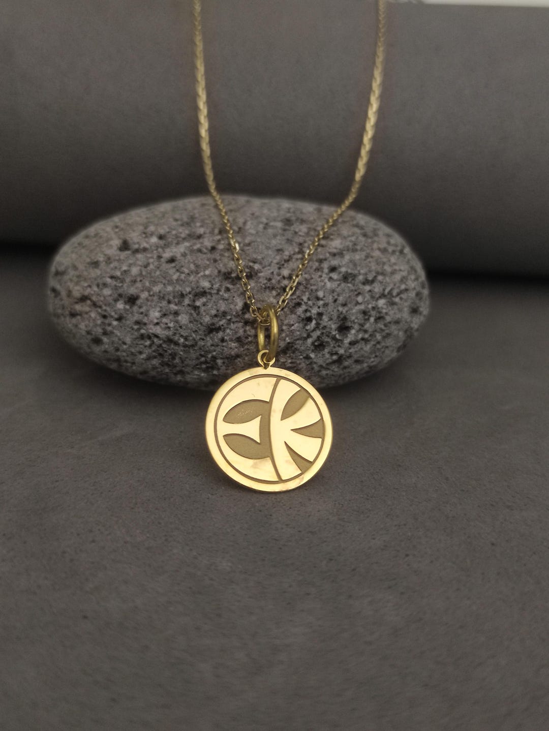 14K Solid Gold Circular Pendant With Eckankar Symbol - Personalized ...
