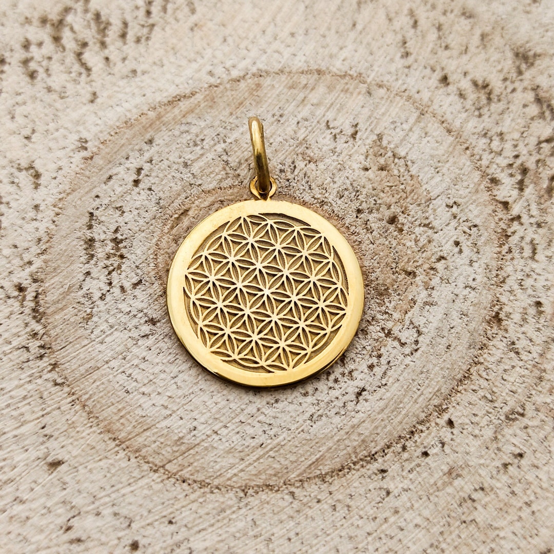 14k Gold Flower of Life Necklace , Gold Flower of Life Pendant , Sacred ...