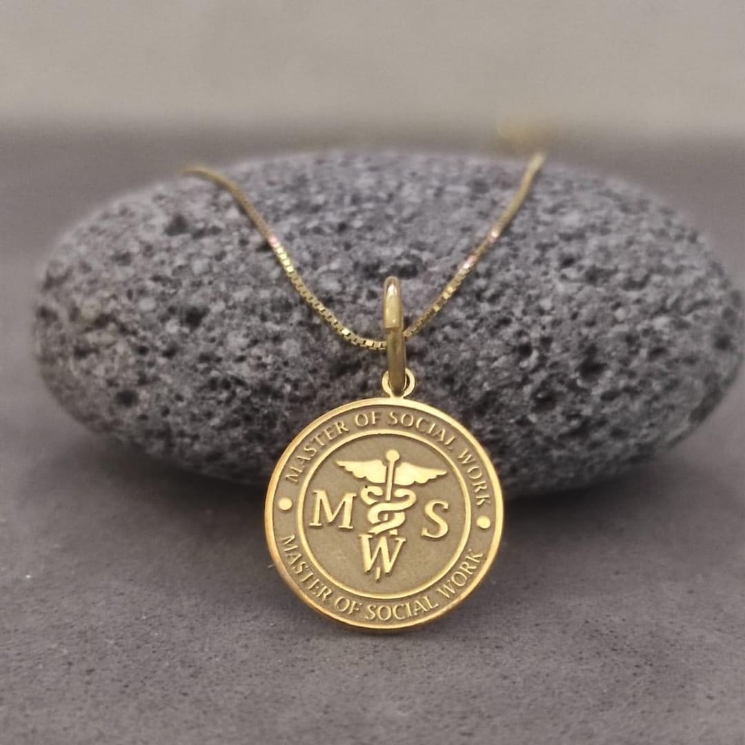 14K Solid Gold Master of Social Work Pendant Necklace – Graduation Gift ...