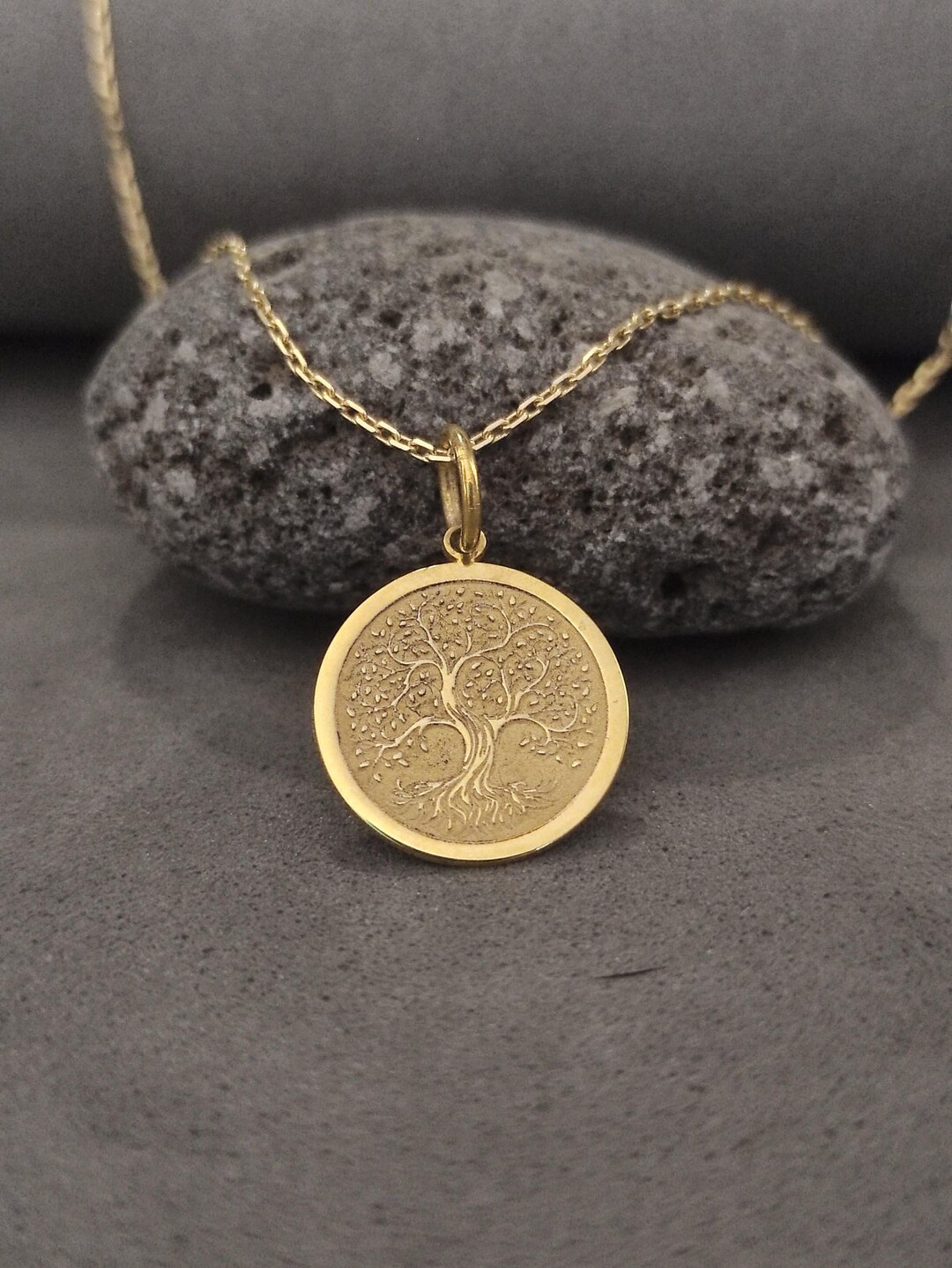 14k Solid Gold Tree of Life Pendant, Custom Tree of Life Necklace, Gold ...