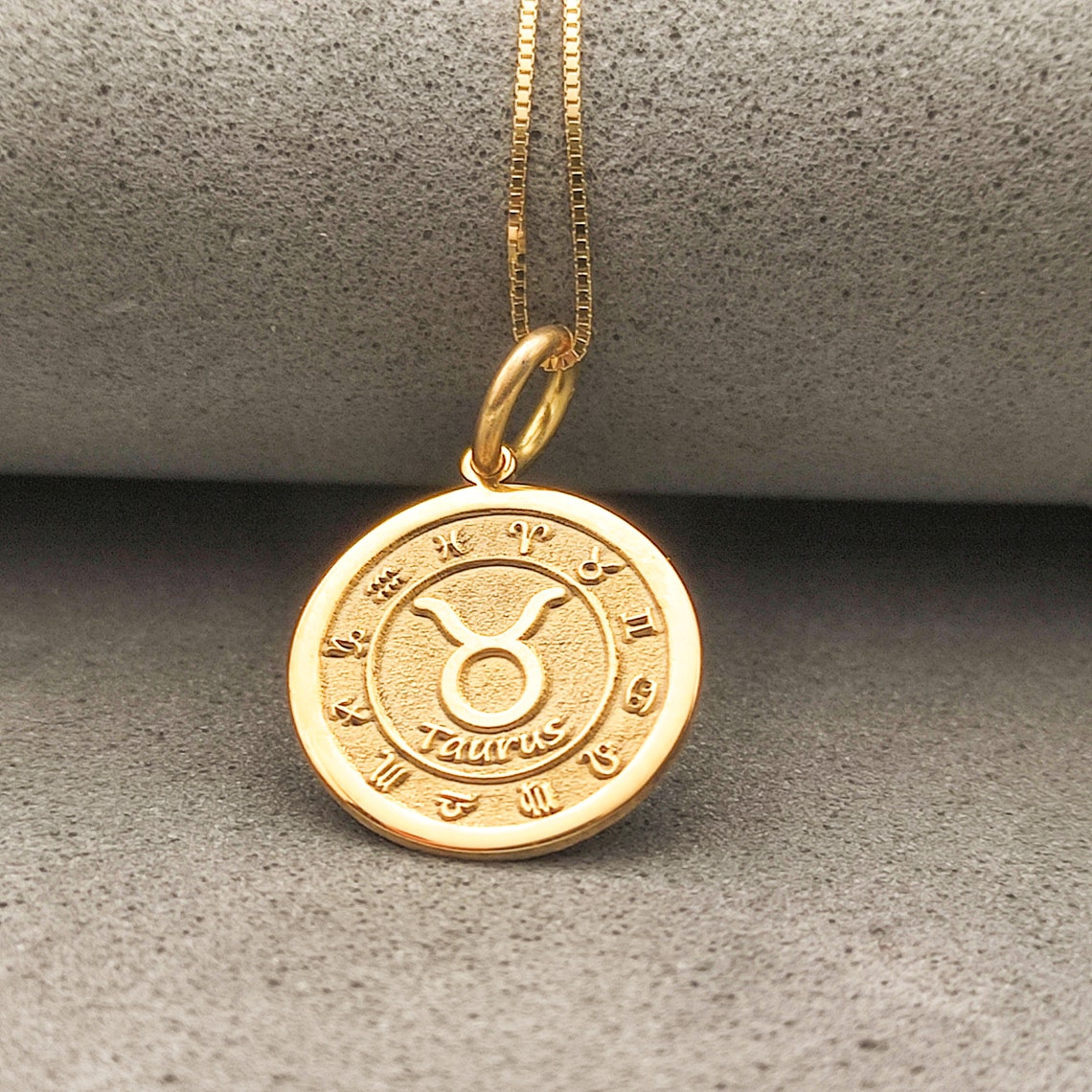 14K Solid Gold Taurus Pendant, Personalized Taurus Necklace, Gold ...