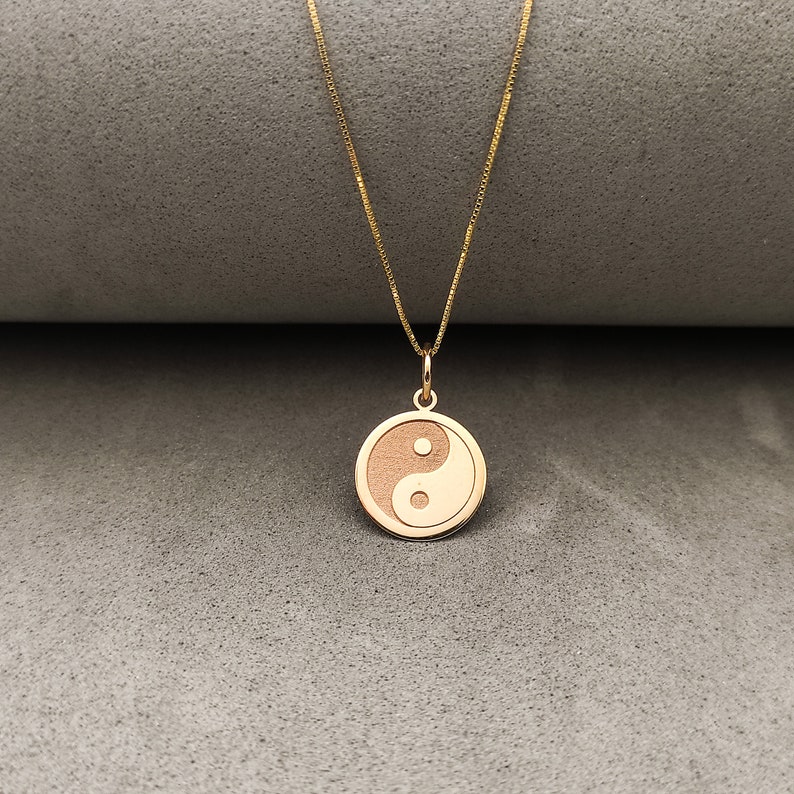 14k Solid Gold Yin Yang Necklace, Gold Yin Yang Pendant, Sacred Jewelry ...