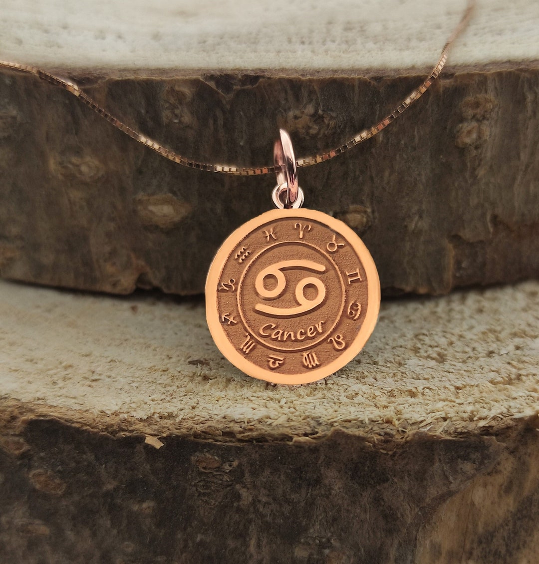 14K Solid Gold Cancer Pendant Personalized Cancer Necklace - Etsy UK