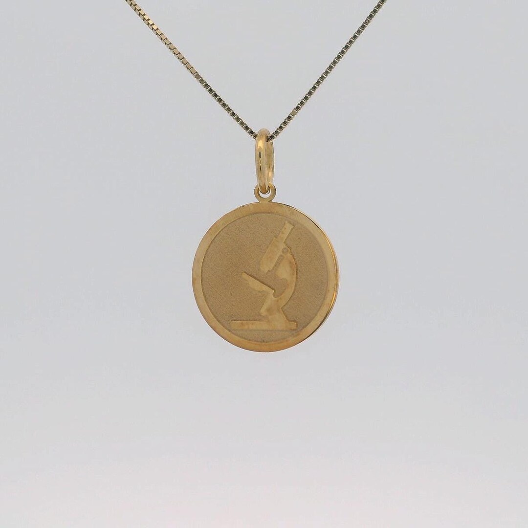 14K Solid Gold Microscope Pendant - Graduation Gift for Science and ...