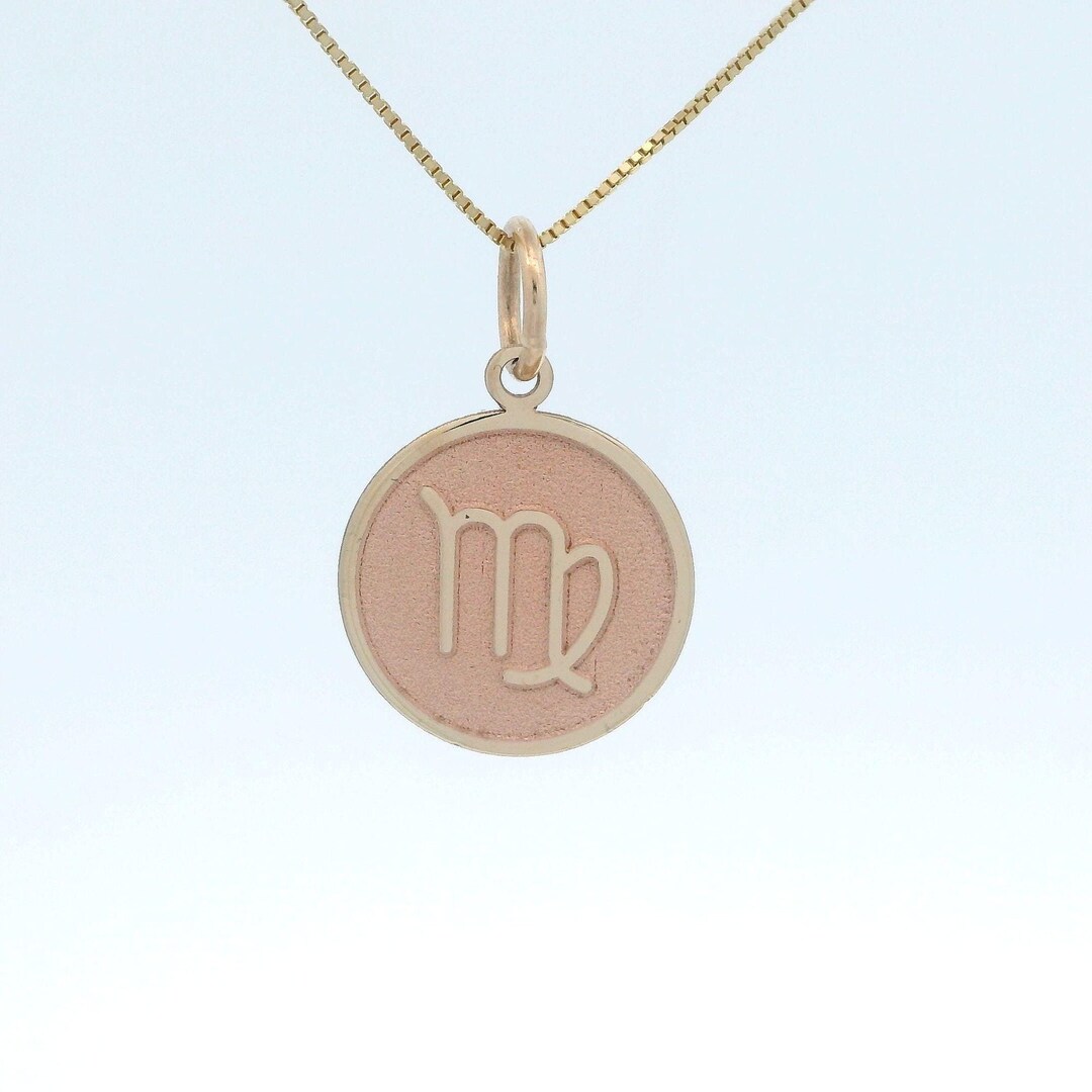 14K Solid Gold Virgo Pendant, Personalized Virgo Necklace, Gold Zodiac ...