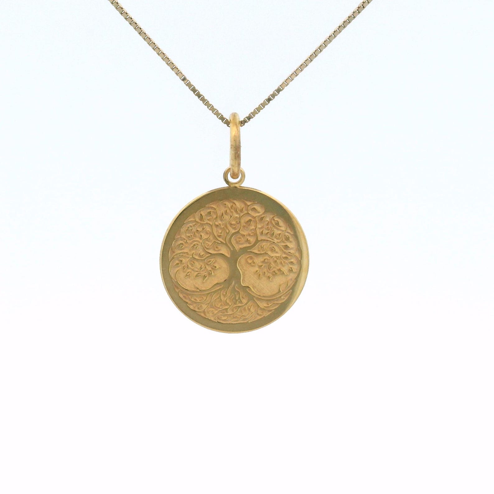 14k Solid Gold Tree of Life Charm, Personalized Tree of Life Necklace ...