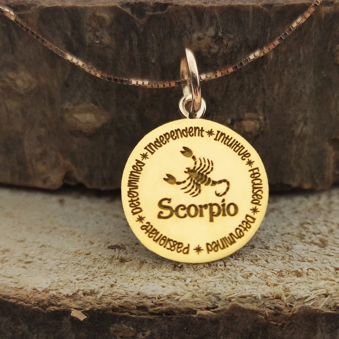 14K Solid Gold Scorpio Pendant, Personalized Scorpio Necklace, Zodiac ...