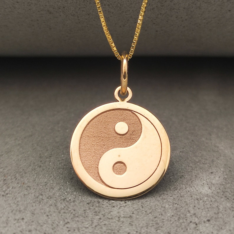 14k Solid Gold Yin Yang Necklace, Gold Yin Yang Pendant, Sacred Jewelry ...