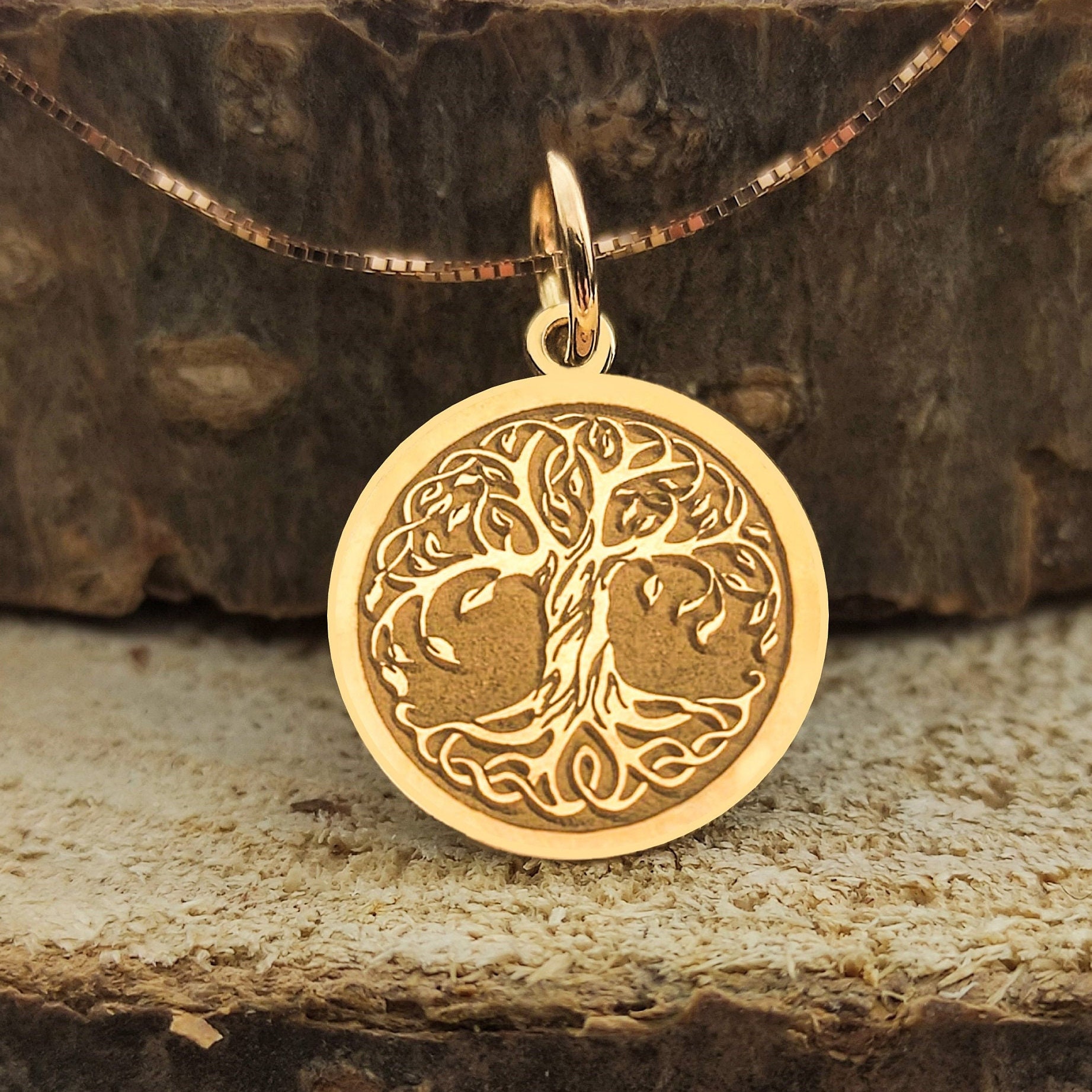 14k Solid Gold Tree of Life Pendant, Custom Tree of Life Necklace, Gold ...