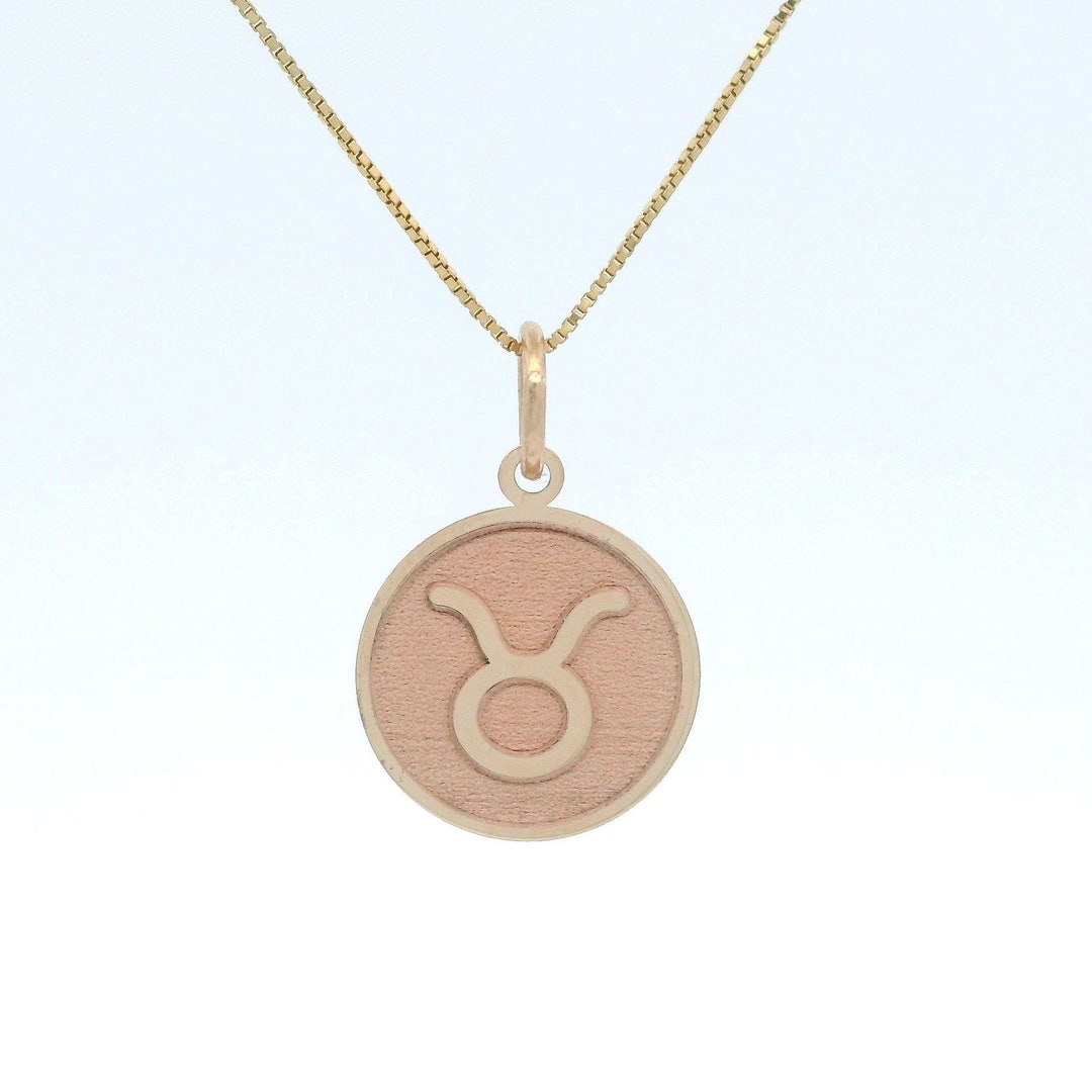 14K Solid Gold Taurus Pendant, Personalized Taurus Necklace, Gold ...