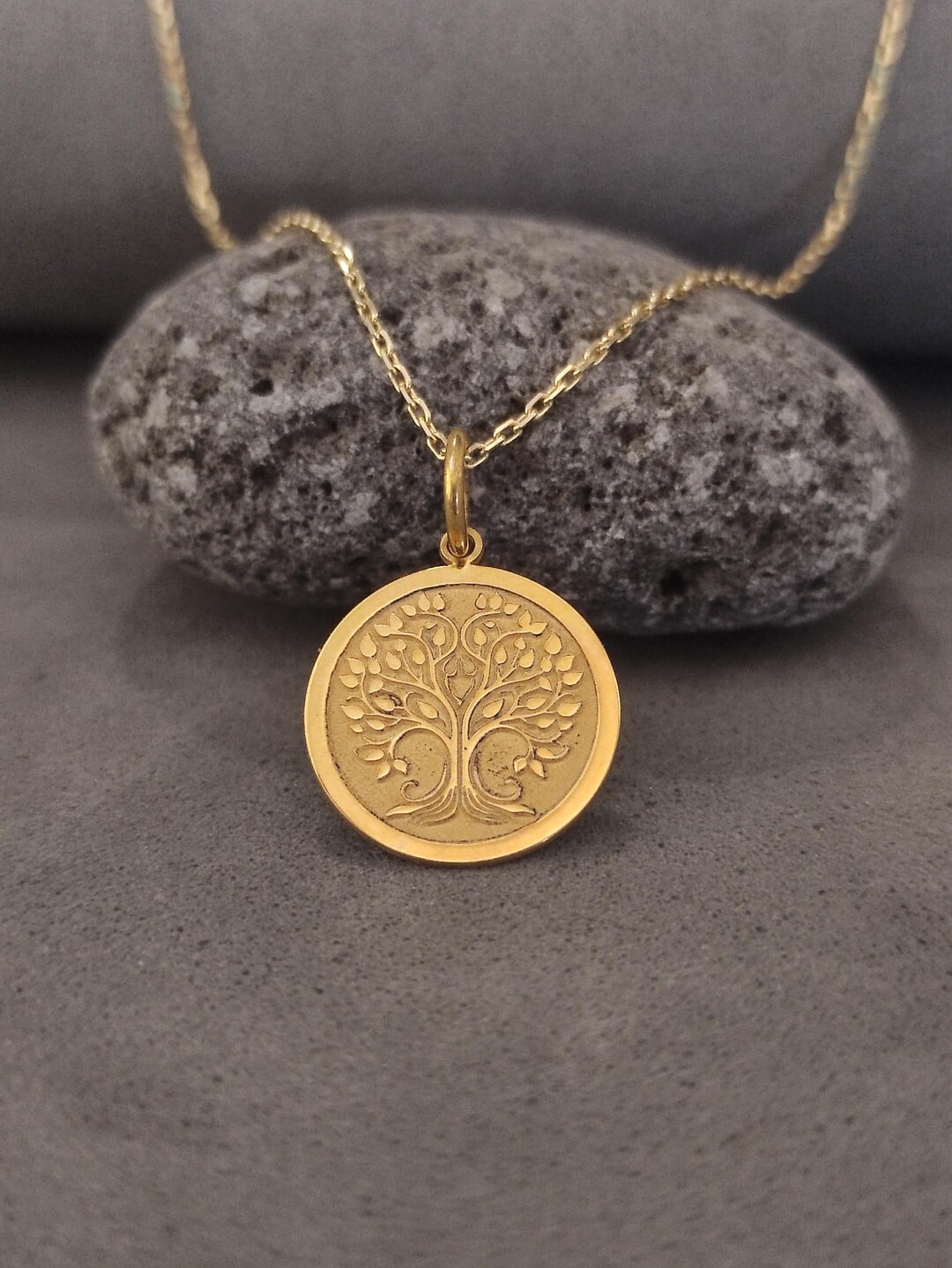 14k Solid Gold Tree of Life Necklace, Personalized Tree of Life Pendant ...