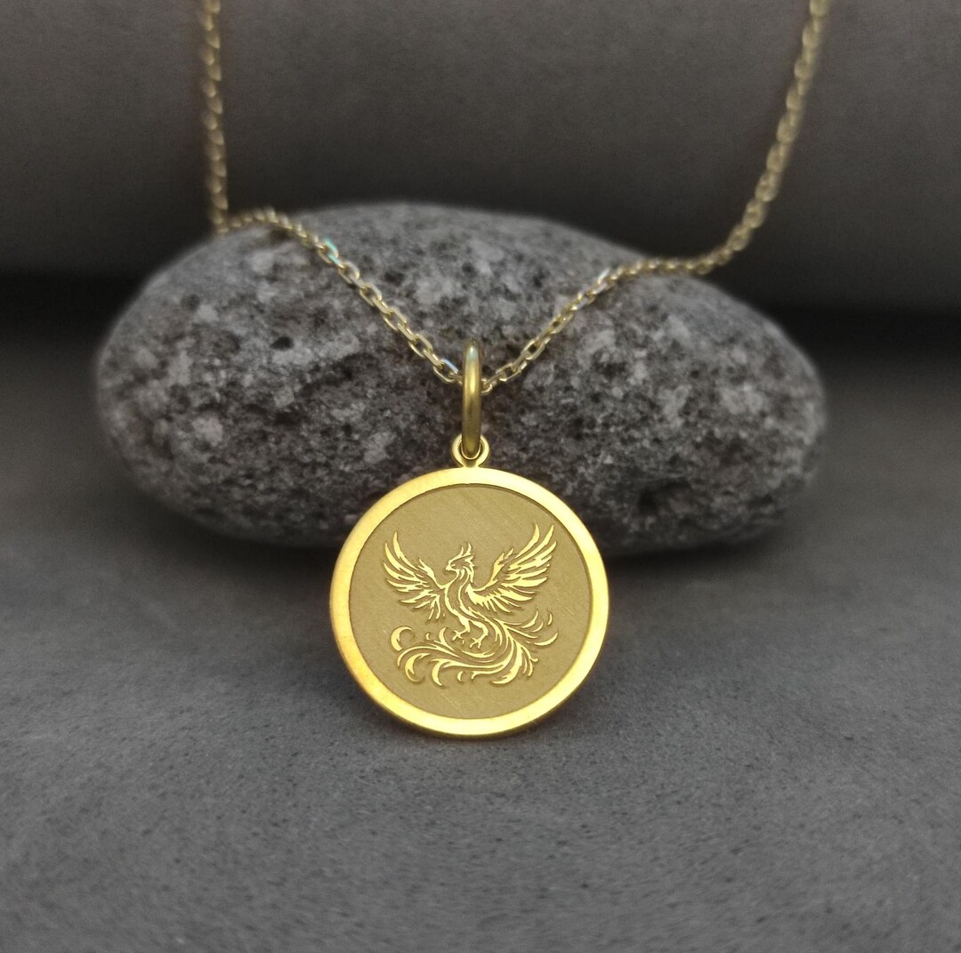 14K Solid Gold Phoenix Pendant – Amulet of Rebirth and Eternity ...