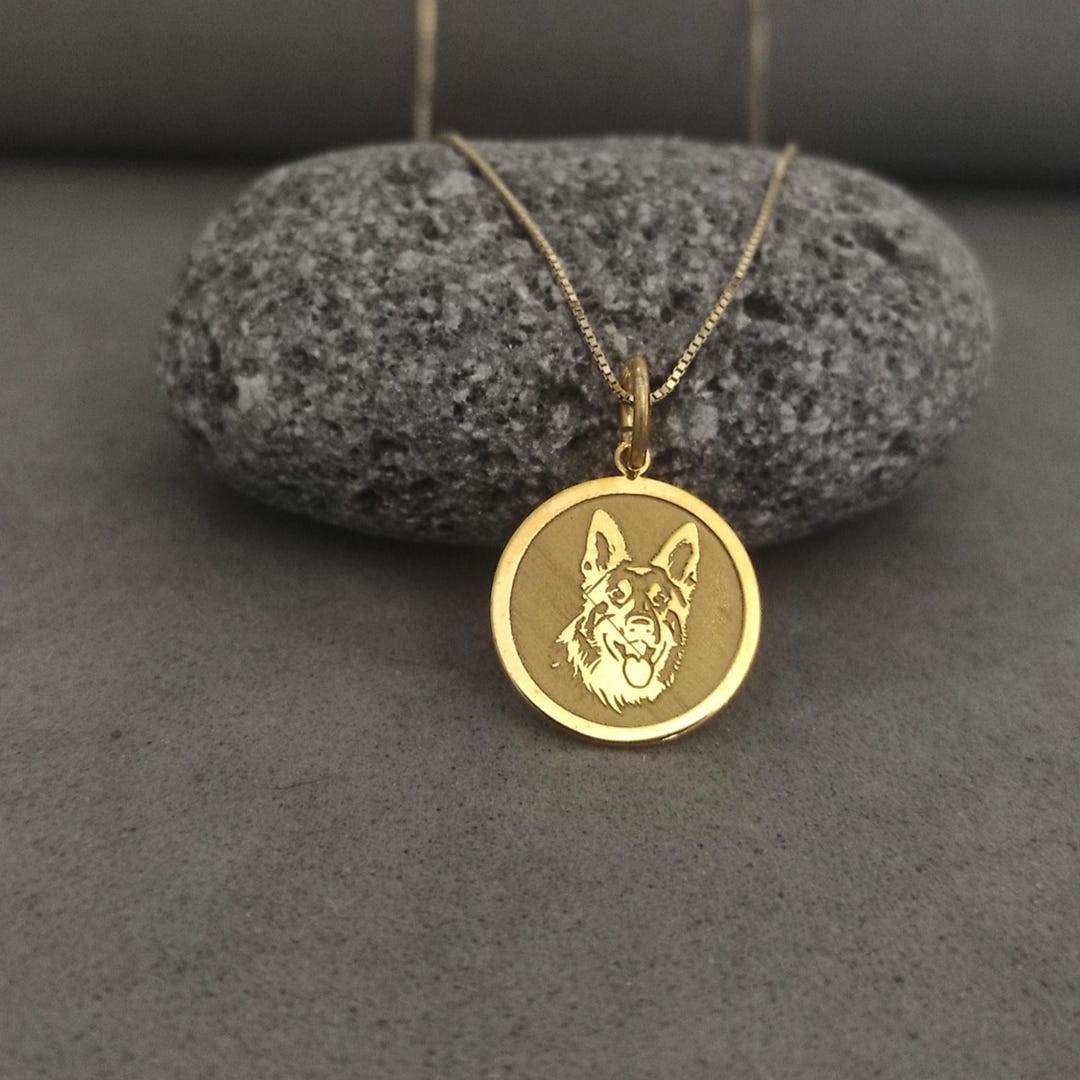 14K Solid Gold German Shepherd Dog Pendant – Symbol of Loyalty ...