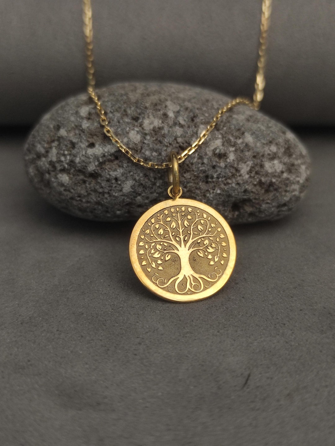14k Solid Gold Tree of Life Pendant, Gold Tree of Life Necklace, Solid ...