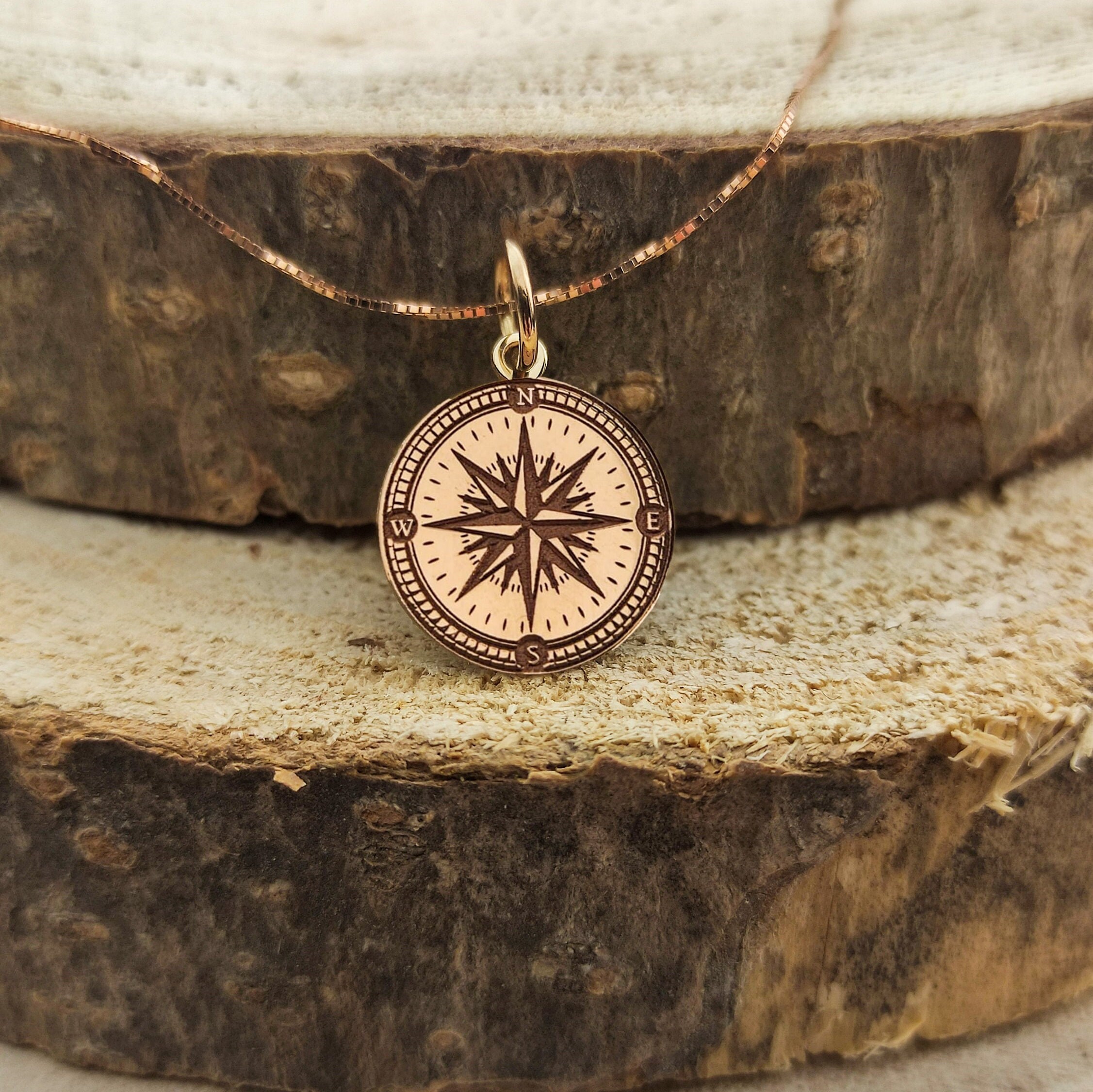 14k Solid Gold Compass Pendant Compass Jewelry Gold Jewels - Etsy