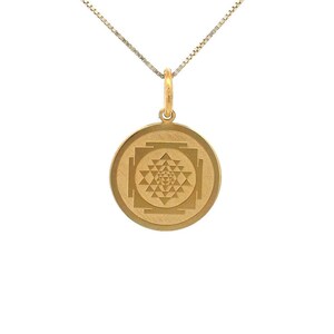 14K Solid Gold Sri Yantra Pendant - Sacred Geometry Necklace, Spiritual ...