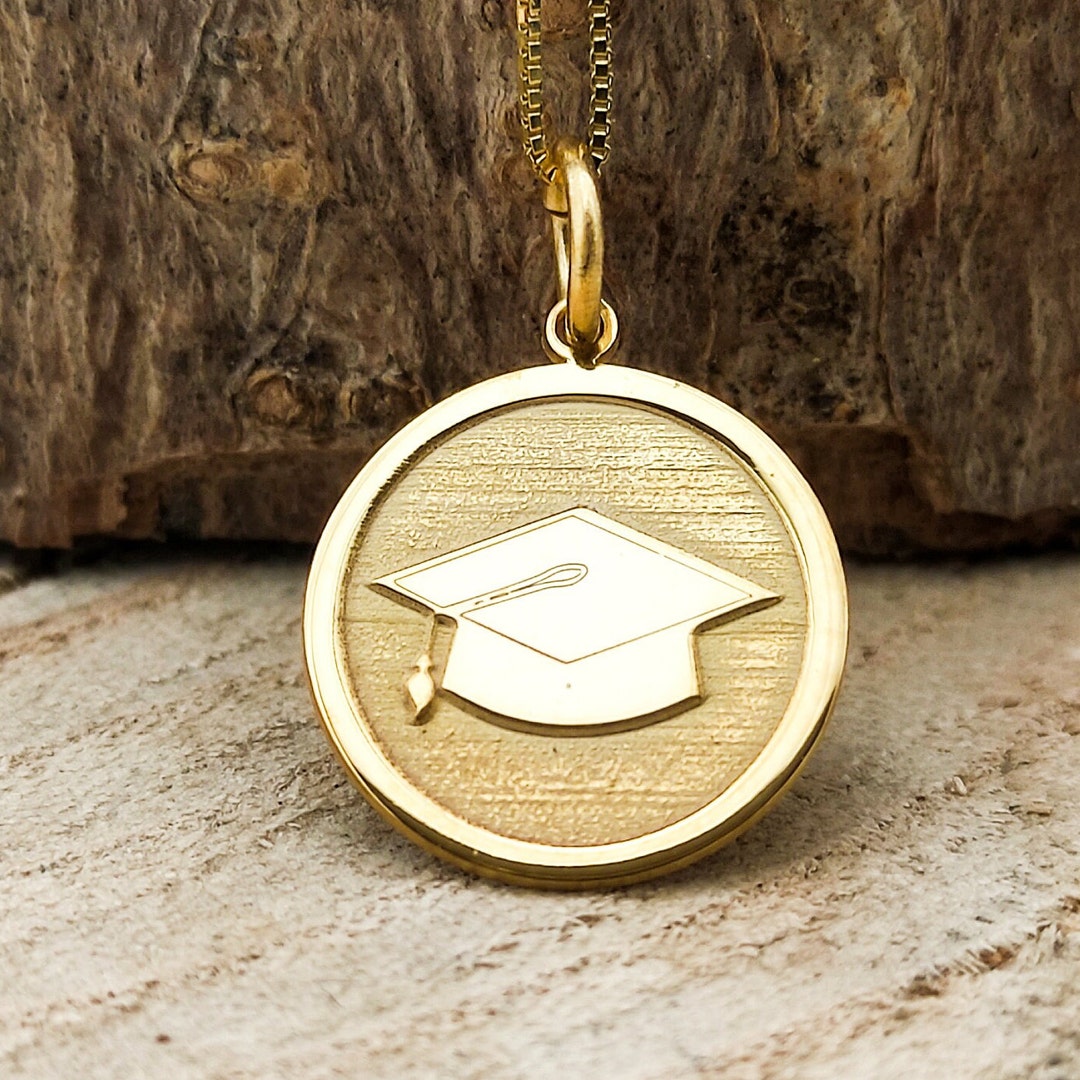 14k Solid Gold Graduation Necklace, Gold Diploma Pendant, Graduation ...