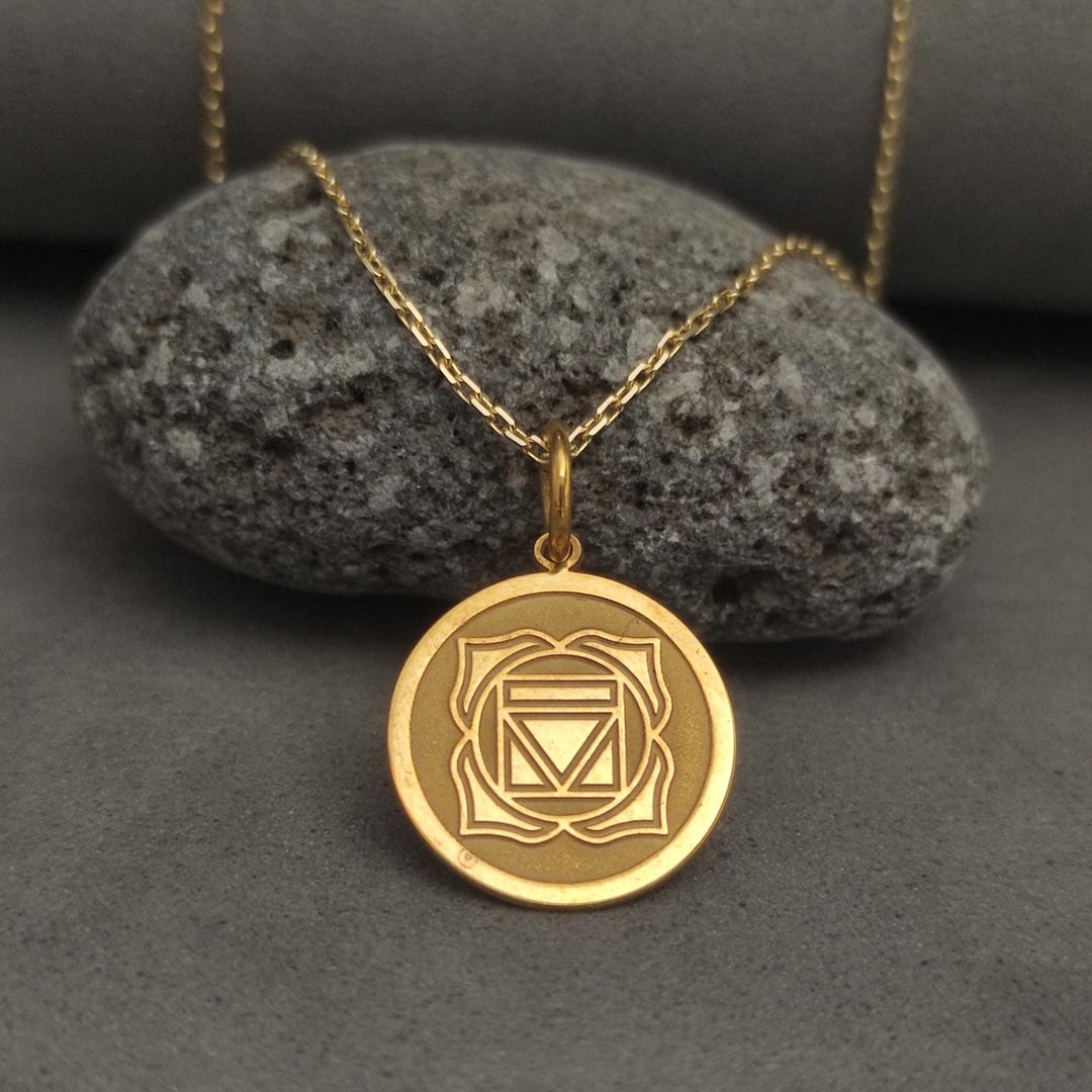 14K Solid Gold Muladhara Chakra Pendant - Root Chakra Jewelry, Symbol ...