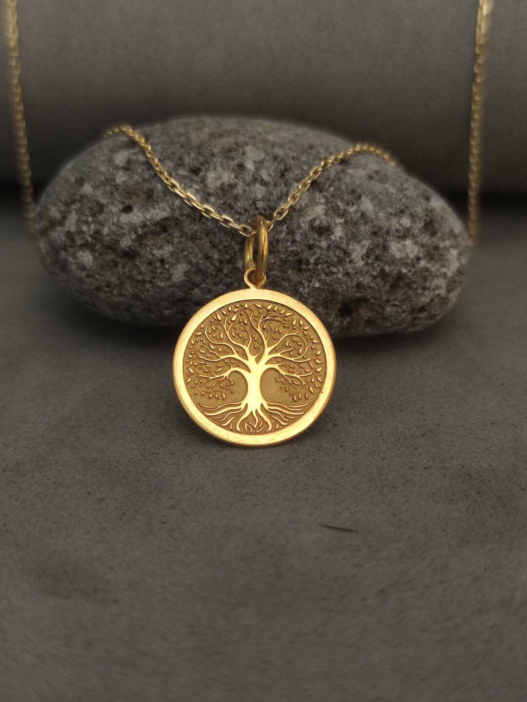 14k Solid Gold Tree of Life Charm, Personalized Tree of Life Necklace ...