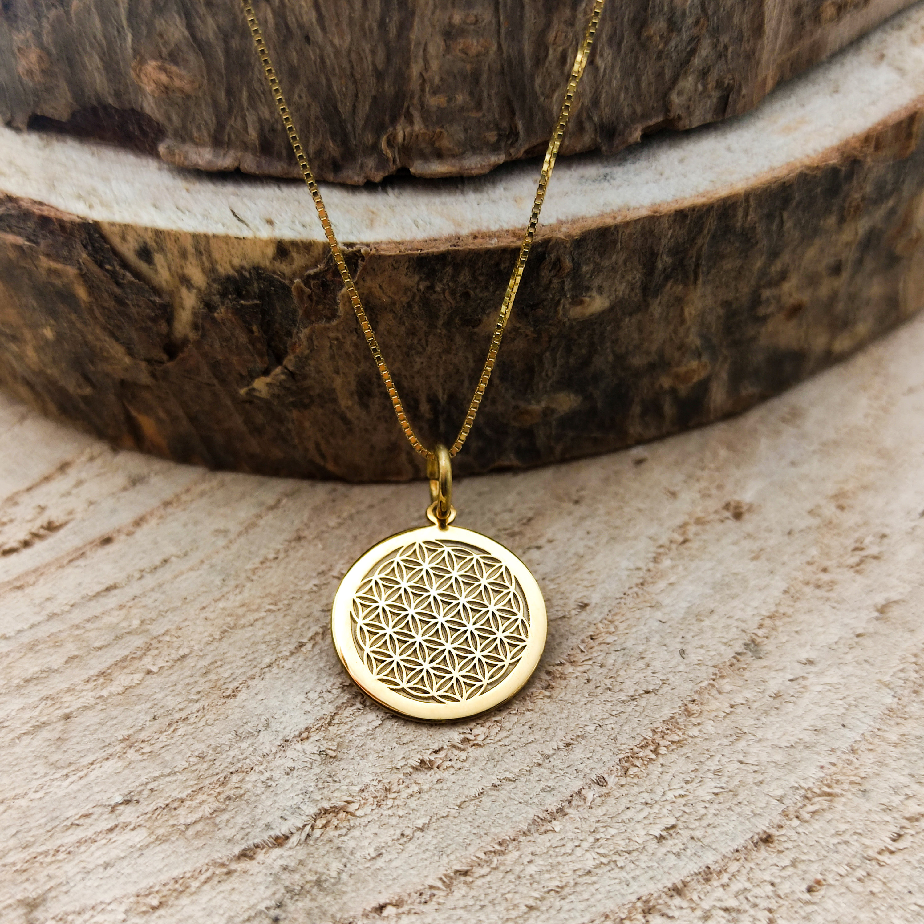 14k Gold Flower of Life Necklace , Gold Flower of Life Pendant , Sacred ...