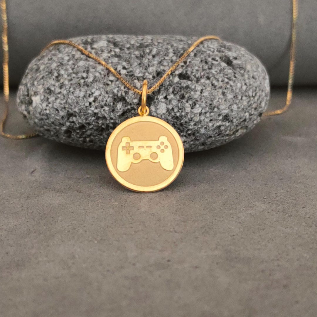 14K Solid Gold Gamer Necklace, Video Game Pendant, Gaming Jewelry ...