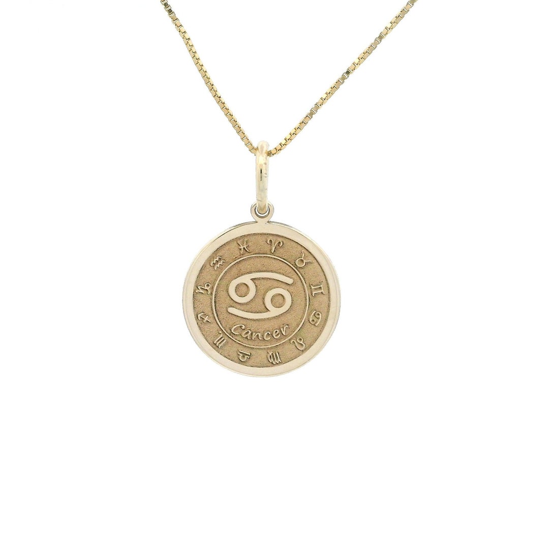 14K Solid Gold Cancer Necklace, Personalized Cancer Pendant, Gold ...