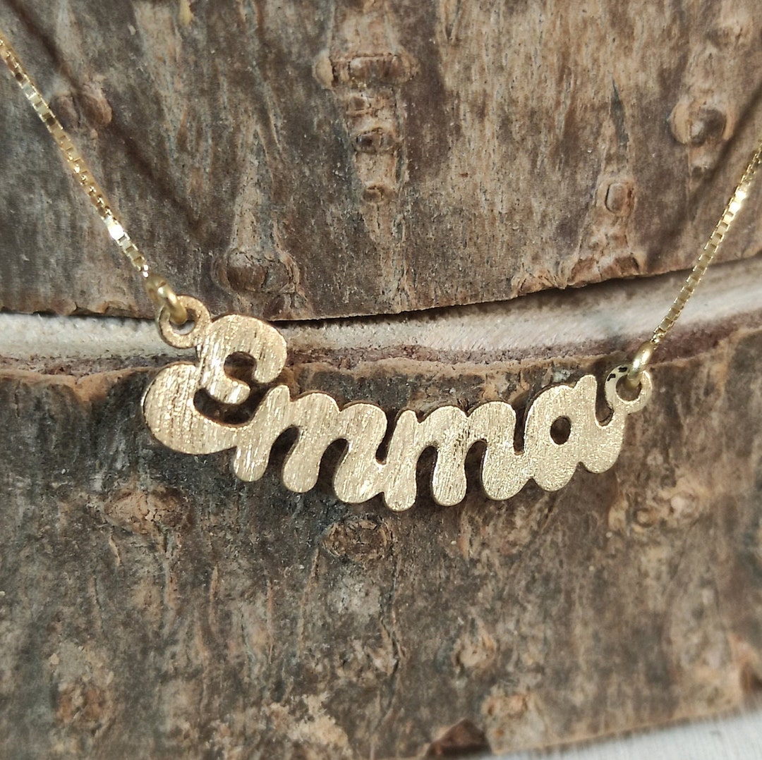 14k Solid Gold Name Pendant, Custom Name Necklace, Personalized Initial ...