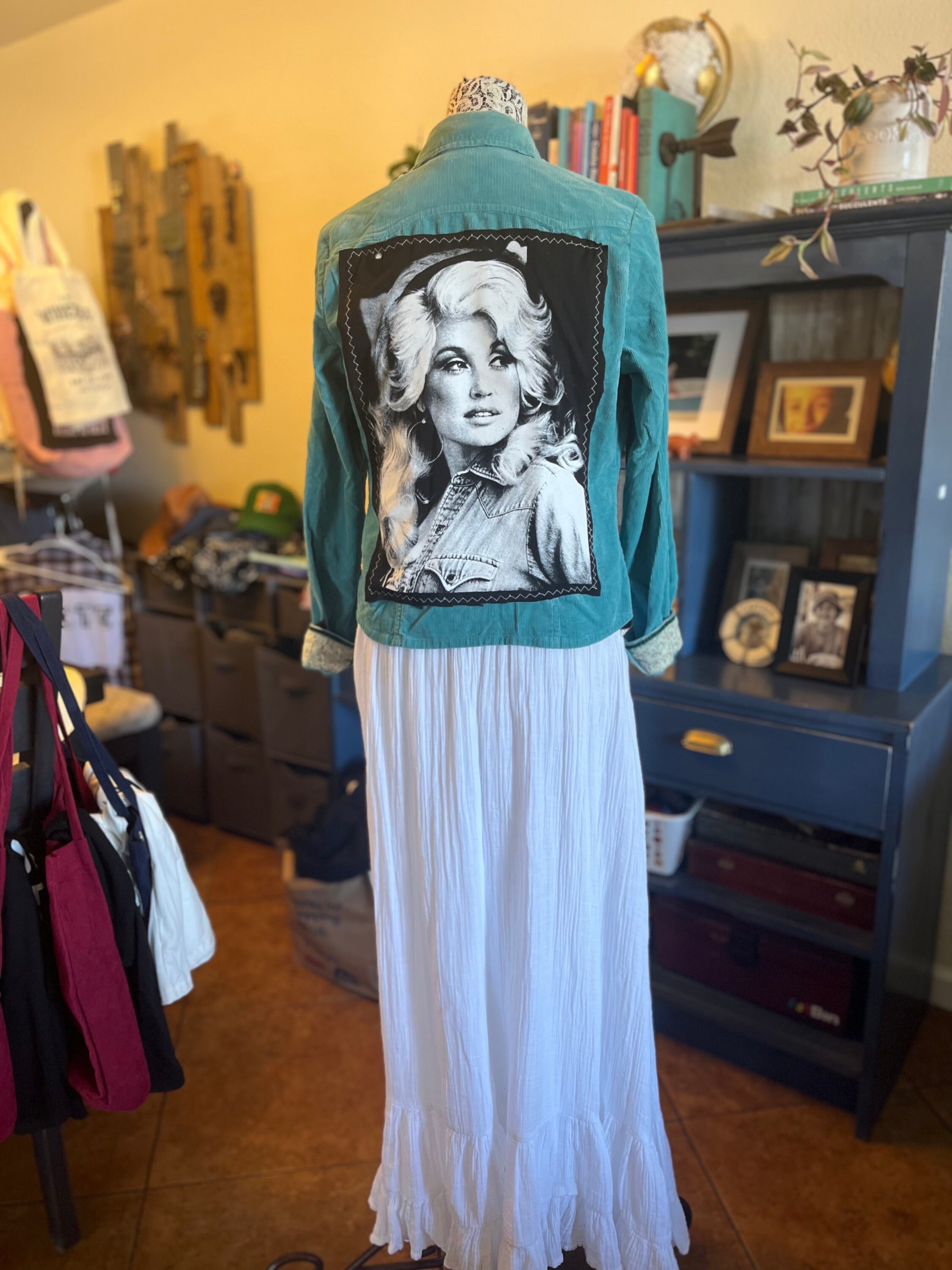 Upcycled Dolly Parton Teal Corduroy Snap Button Corduroy Free People ...