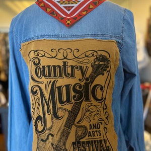 Upcycled Soft Denim Shirt Country Music Festival , Women's Medium - Etsy
