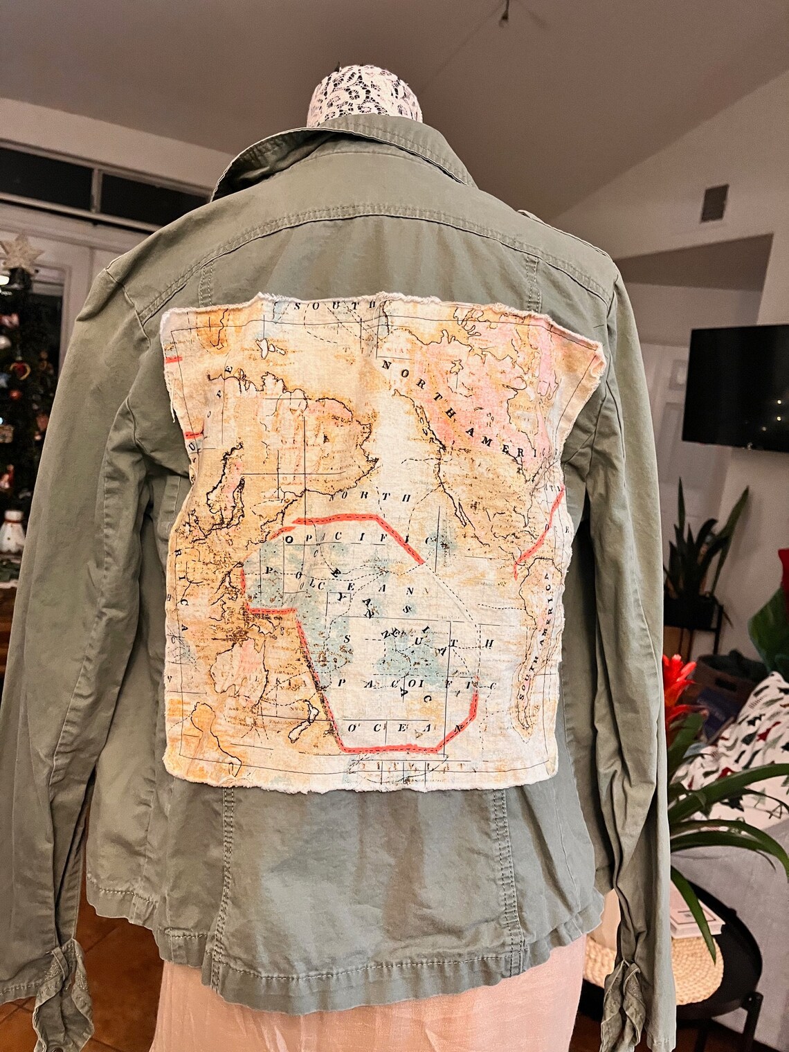 Upcycled Utility Jacket World Map Traveler, Women's Medium - Etsy