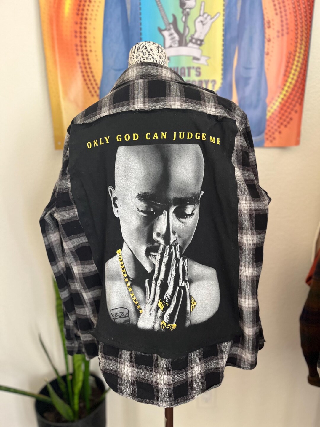 Upcycled Tupac Shakur Only God Can Forgive Me Flannel, Mens Large - Etsy