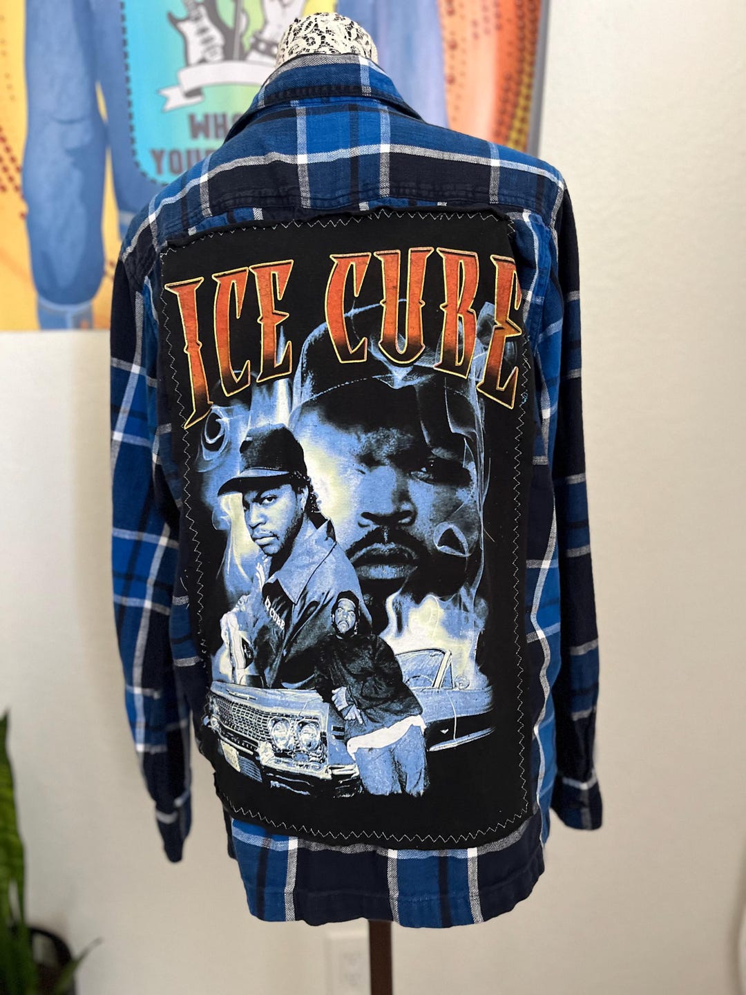 Upcycled Ice Cube Blue and Black Flannel, Mens Small - Etsy