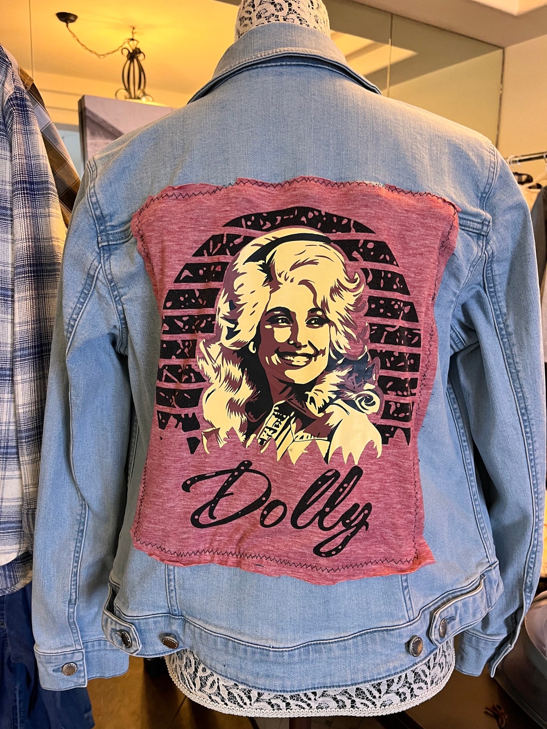 Upcycled Dolly Parton Denim Jacket, Women's Size 8 - Etsy