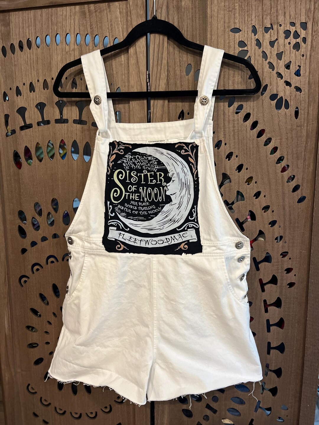 Upcycled Sisters of the Moon White Short Overalls, Medium/large - Etsy