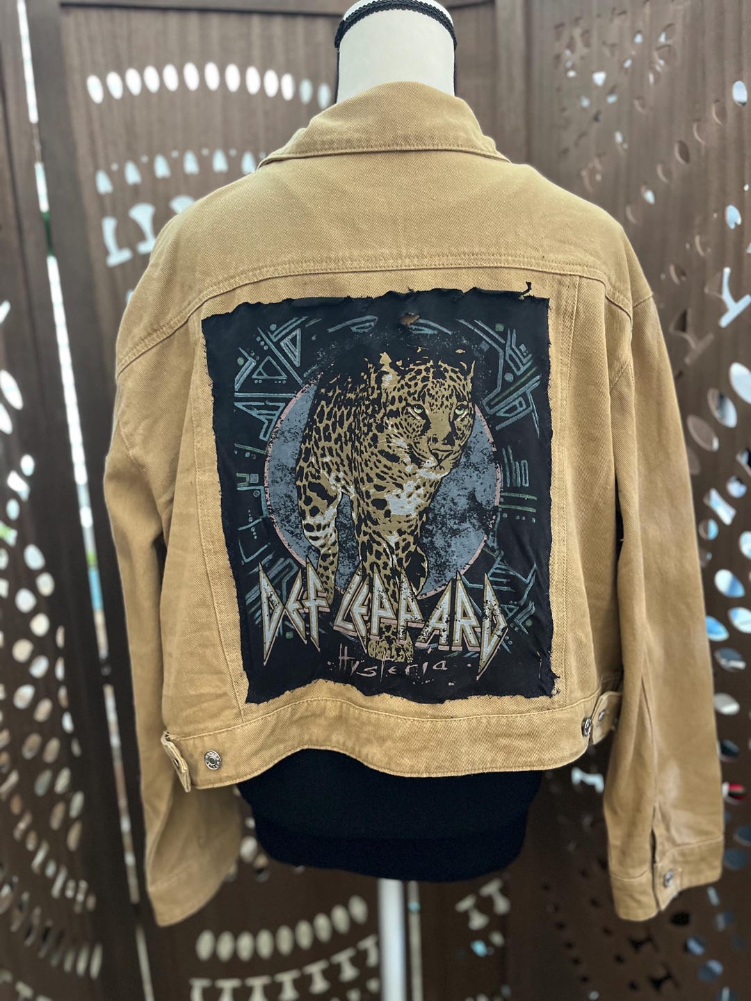 Upcycled Def Leppard Hysteria Tan Denim Jacket, Women’s XXL - Etsy