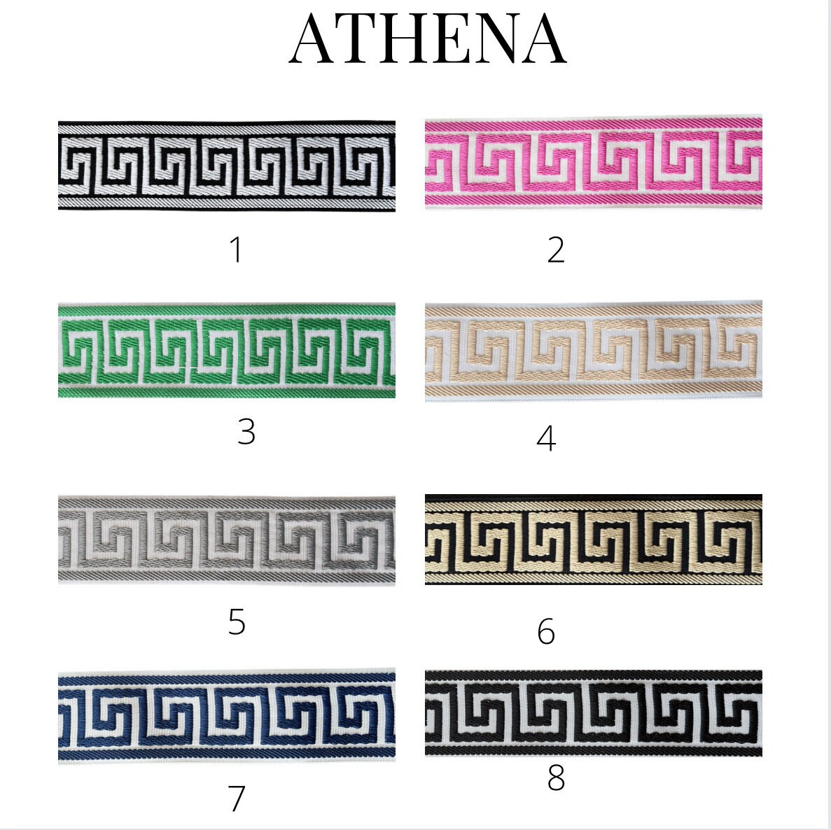 Pinch Pleat Linen Mix Curtain Greek Key Detail Trim Tape Border Many ...
