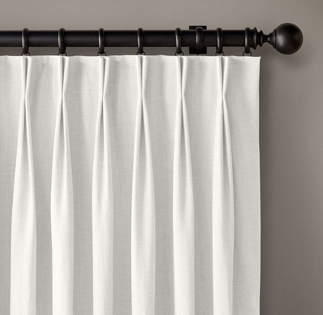 Linen Pinch Pleat Curtain Panel Option White Pair 50w X - Etsy