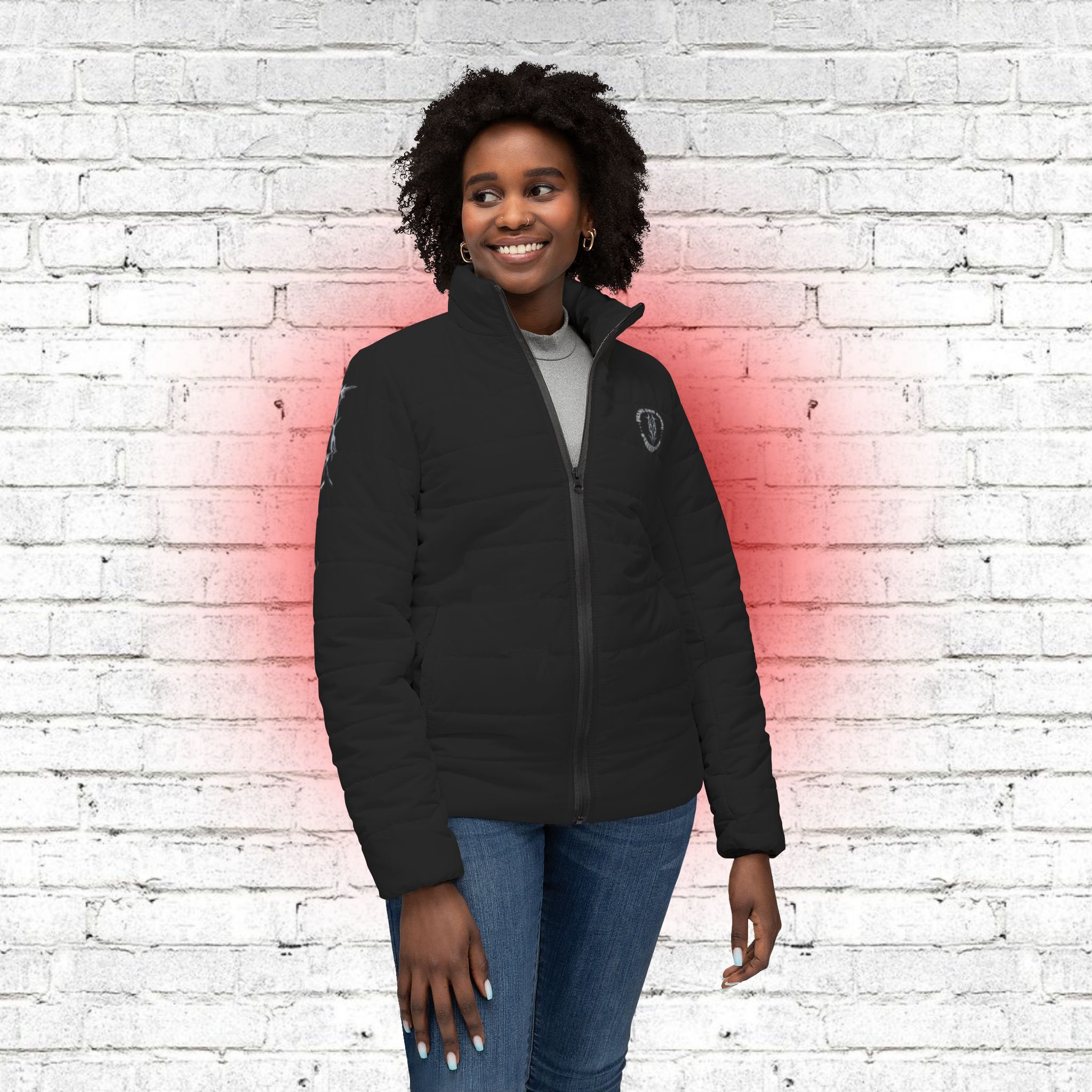 Cyber Punk Puffer Jacket | Cyber Sigil Back Goth Winter Jacket Gothic ...