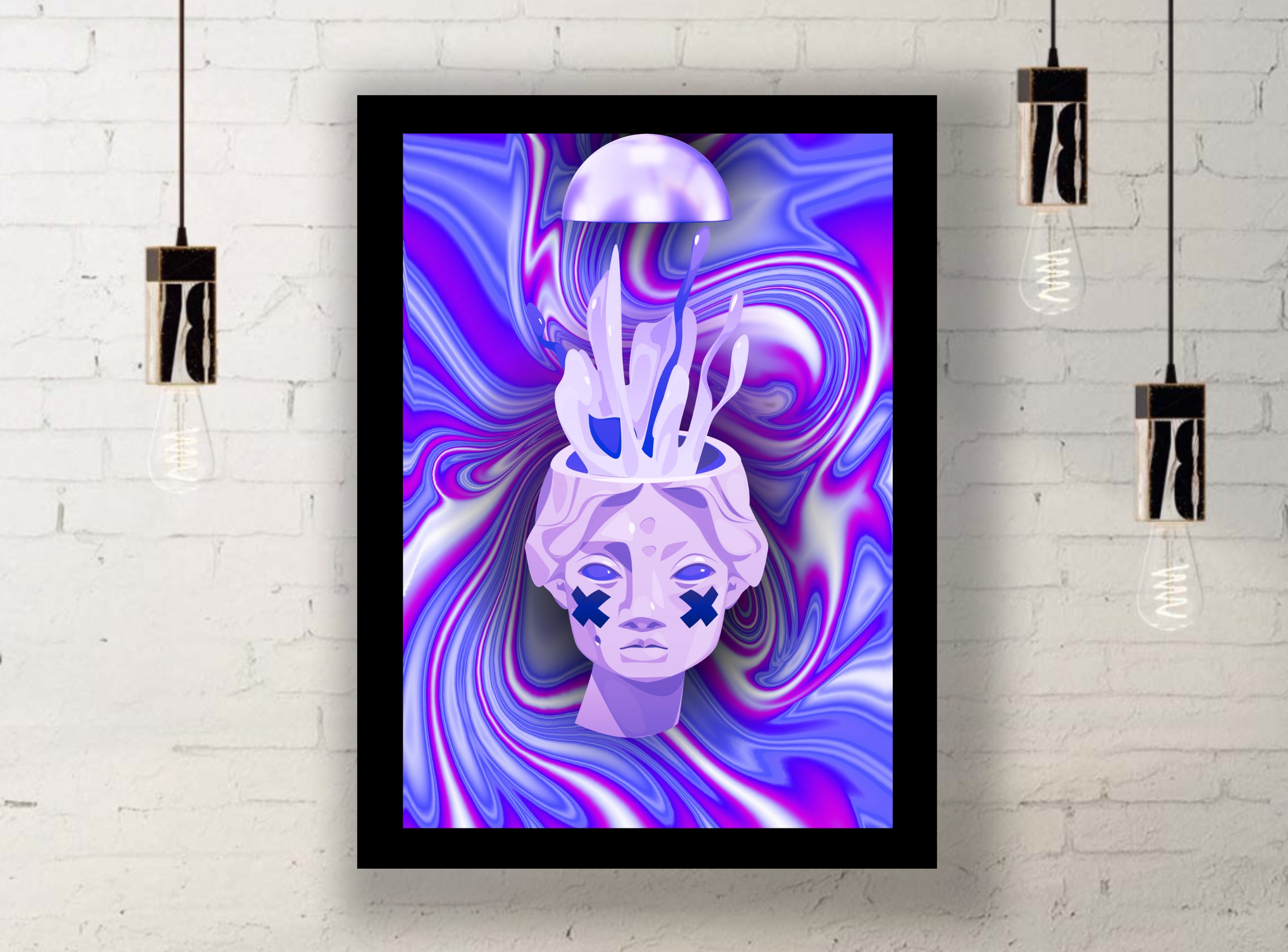 Cyber Y2K Retro Trippy Printable Poster: Aura Psychedelic Energy Wall Art for Aesthetic Room ...