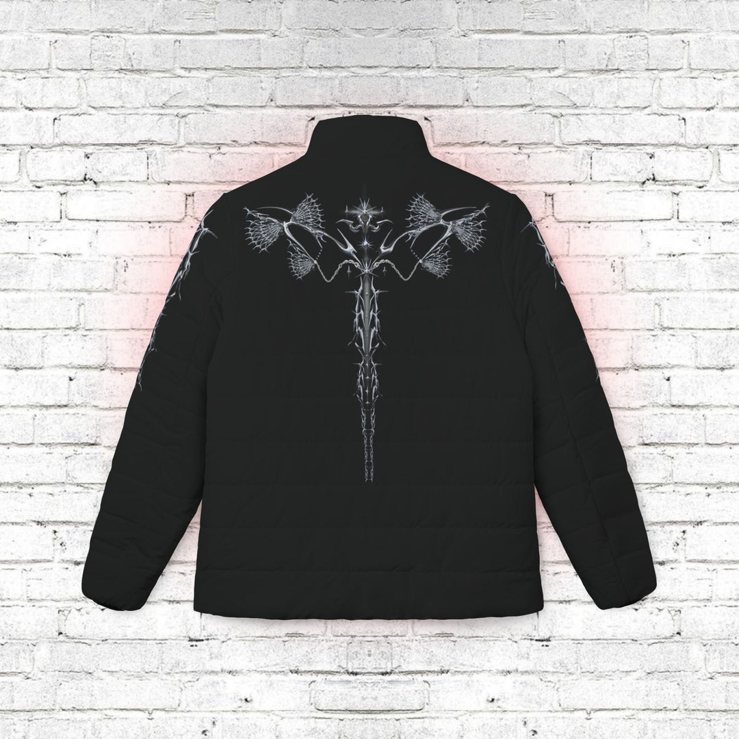 Cyberpunk Puffer Jacket Cyber Sigil Back Goth Winter Jacket Gothic ...