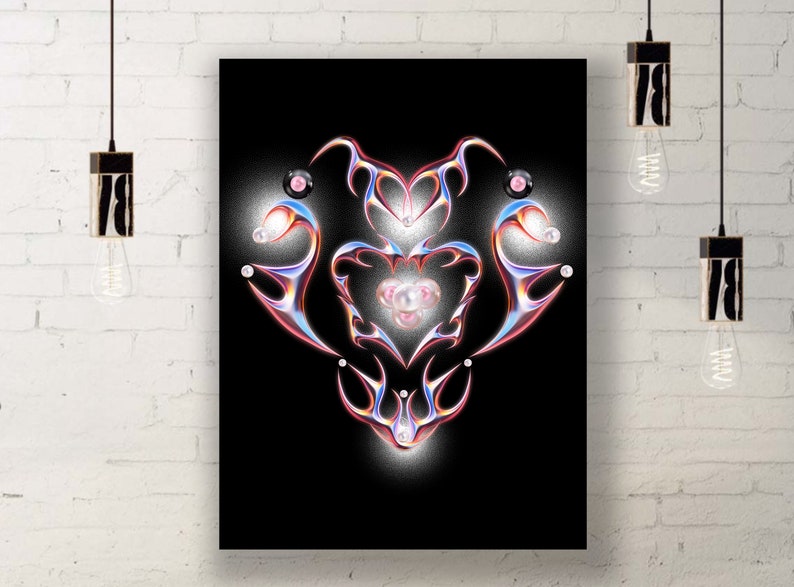 Cyber Y2K Retro Trippy Printable Poster: Aura Psychedelic Energy Wall Art for Aesthetic Room ...
