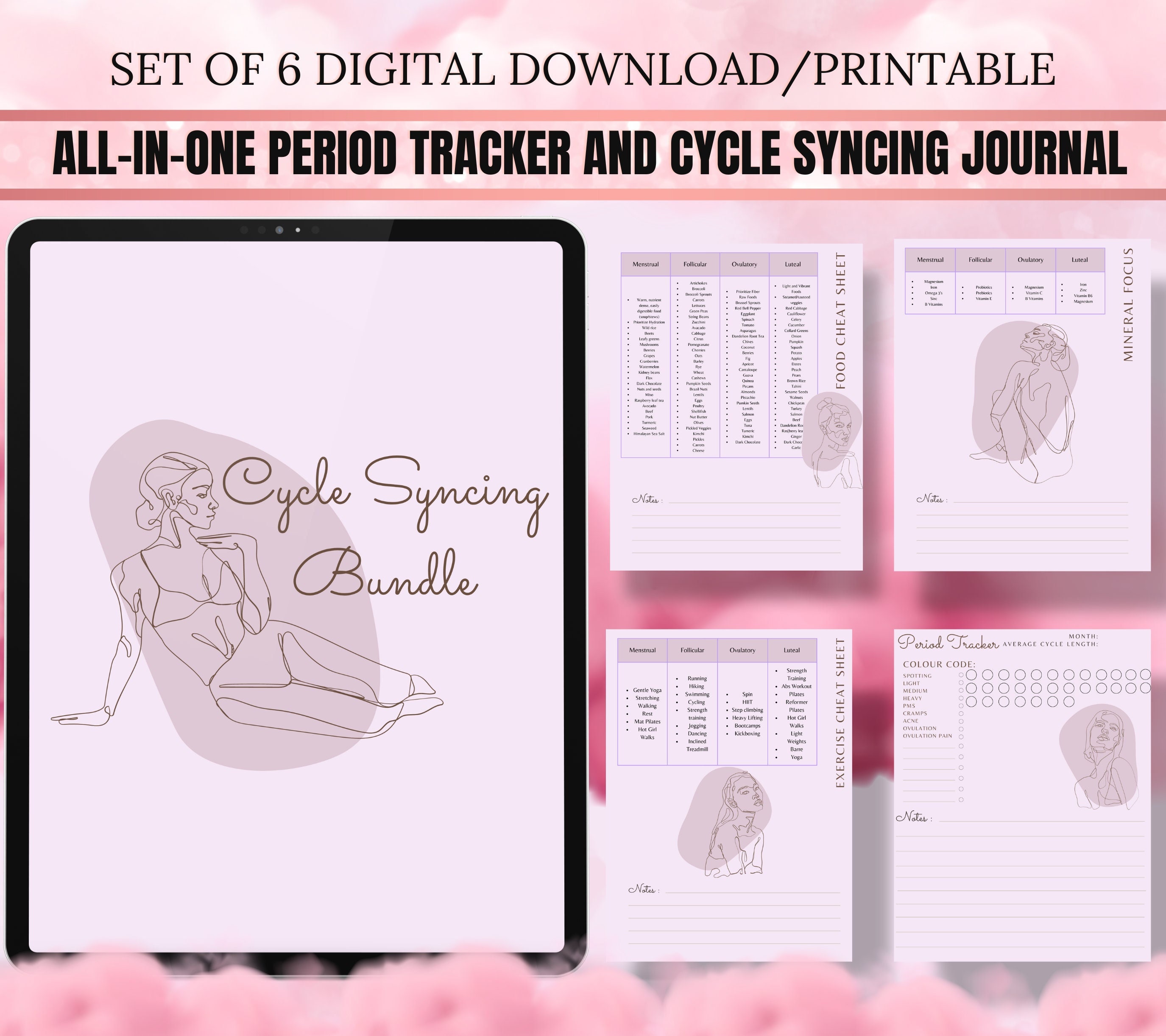 Cycle Syncing Planner Bundle Printable Planner and Journal for Cycle ...