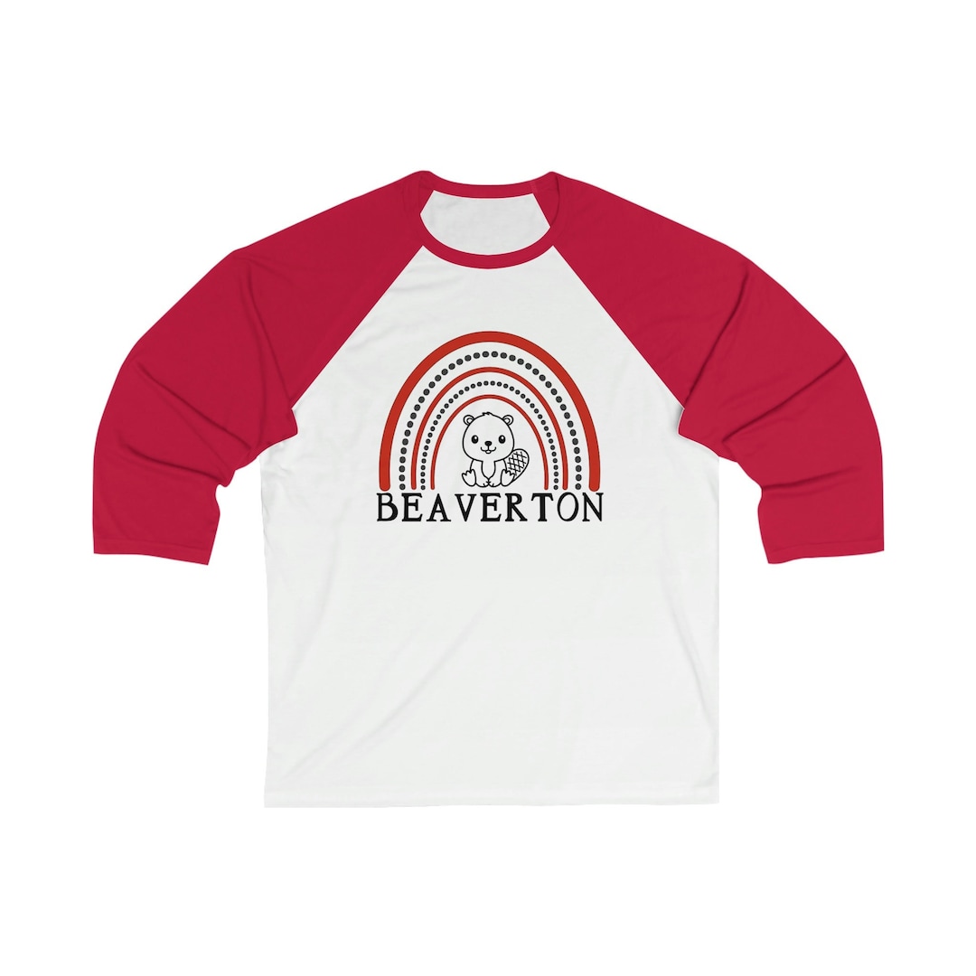 CUTE Beaverton Beavers Rainbow Design on Bella and Canvas Raglan Unisex ...