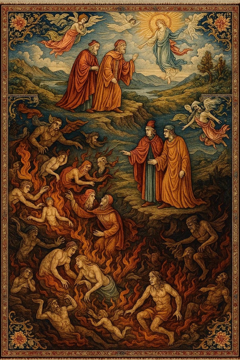 Inferno in Silk – Dante’s Vision in Persian Rug Style | Printable Wall ...