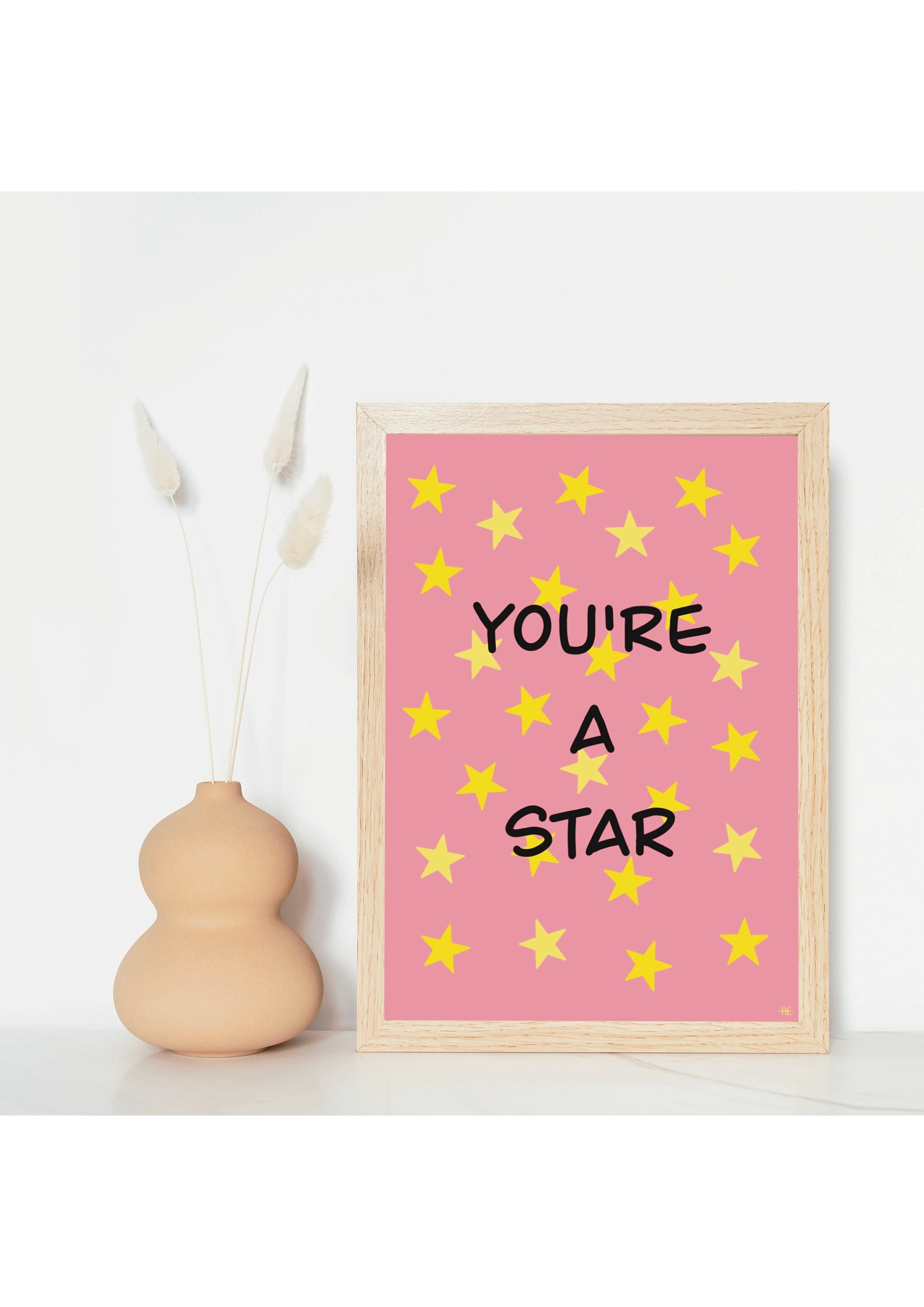 Youre a Star A4 Digital Download Art Print Wall Art Home Decor Pink ...