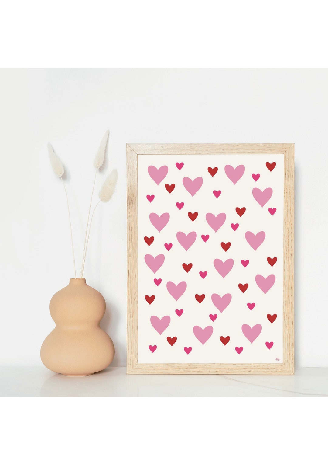 Pink Hearts A4 Digital Download Art Print Art Print Digital Artwork ...