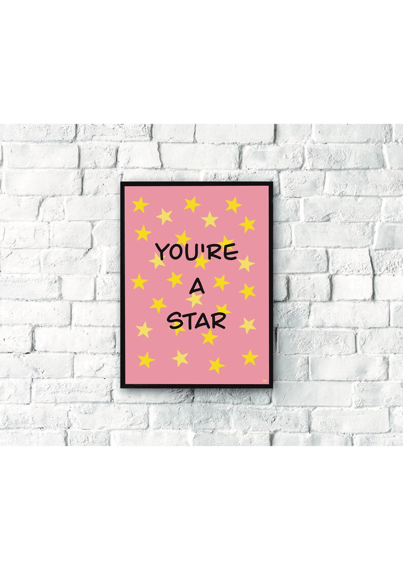 Youre a Star A4 Digital Download Art Print Wall Art Home Decor Pink ...