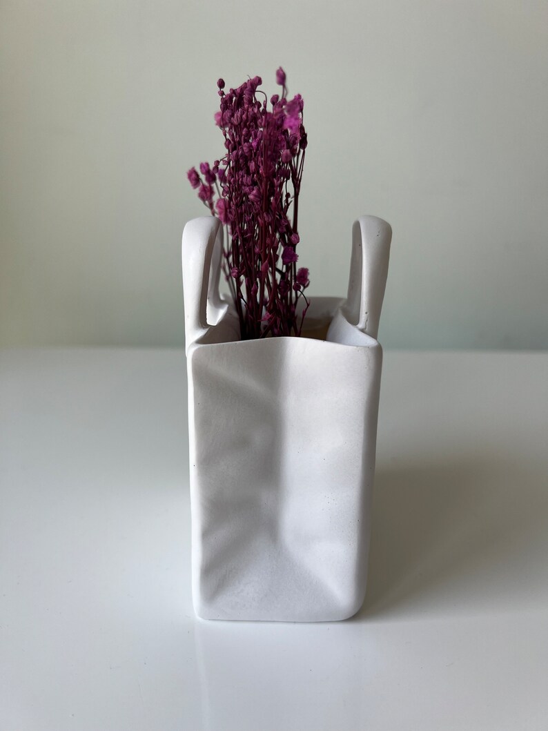 Handmade Ceramic Paper Bag Vase Minimalist Vase White Flower - Etsy