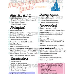 Printable Magic Kingdom Park Attractions & Food Guide 2023 - Etsy